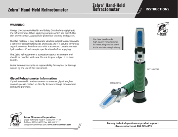 ZEBRA OPT10 Hand-Held Refractometer Instructions | Manualzz