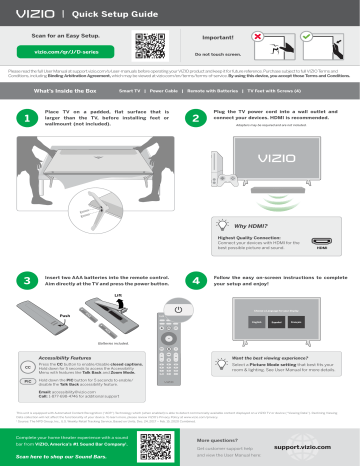 Vizio D32F-G1 Smart LED TV User Guide | Manualzz