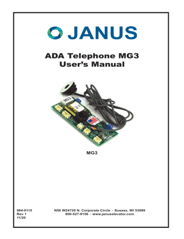 JANUS MG3 ADA Telephone MG3 User Manual | Manualzz