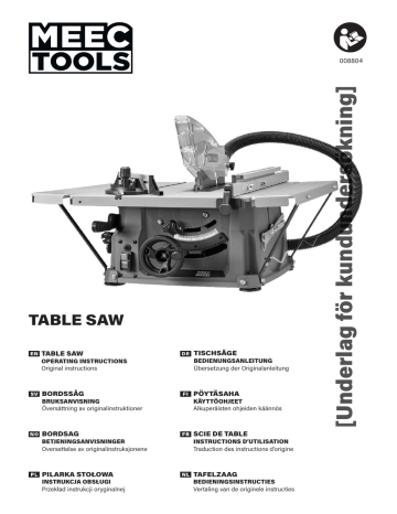 Meec tools Table Saw Instruktionsmanual | Manualzz