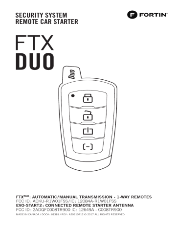 FORTIN FTX DUO Security System Remote Car Starter User Guide | Manualzz