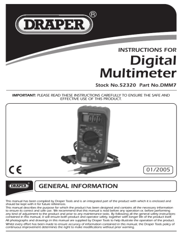 DRAPER 52320 Digital Multimeter Instruction manual | Manualzz