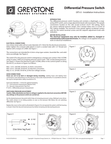 Greystone GFS-U Differential Pressure Switch Instruction manual | Manualzz