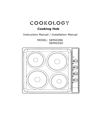 COOKOLOGY SEP602BK 4 Burner Electric Solid Plate Hob Instruction manual ...