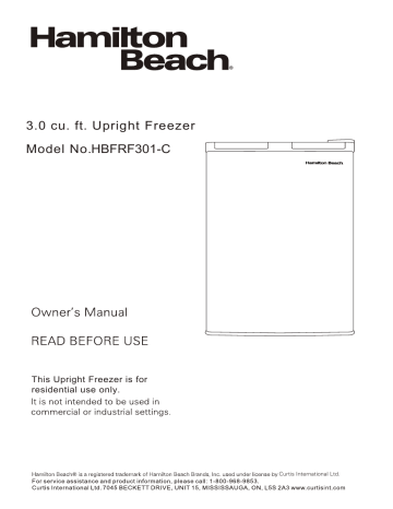 Hamilton Beach Upright Freezer Owner’s Manual | Manualzz