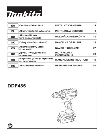 Makita DDF485 Cordless Driver Drill instruction manual | Manualzz