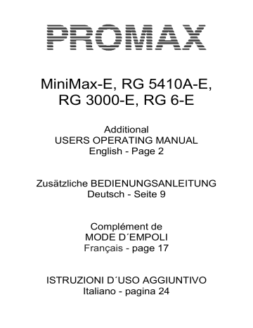 PROMAX RG Series MiniMax-E Recovery Unit User Manual | Manualzz