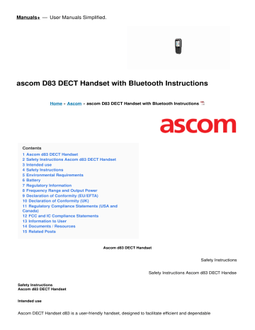 Ascom D83 DECT Handset Instructions | Manualzz