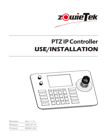 zowieTek ZWT-S3 IP PTZ IP Controller Instruction manual | Manualzz
