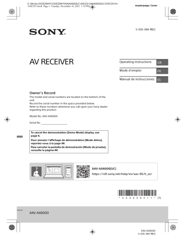 Sony XAV-AX6000 AV Receiver Instruction manual | Manualzz