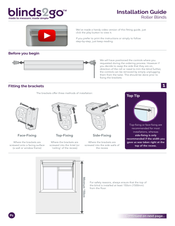 blinds2go Roller Blinds Installation Guide | Manualzz