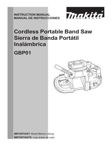 Makita GBP01 Cordless Portable Band Saw Instruction manual | Manualzz