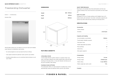 Fisher & Paykel DW60FC1X1 Freestanding Dishwasher User Guide | Manualzz