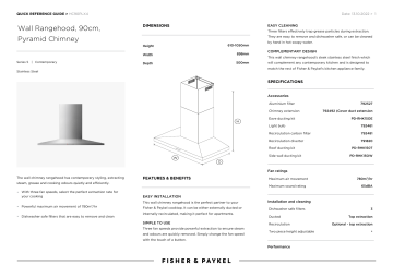 Fisher & Paykel HC90PLX4 90cm Wall Rangehood User Guide | Manualzz