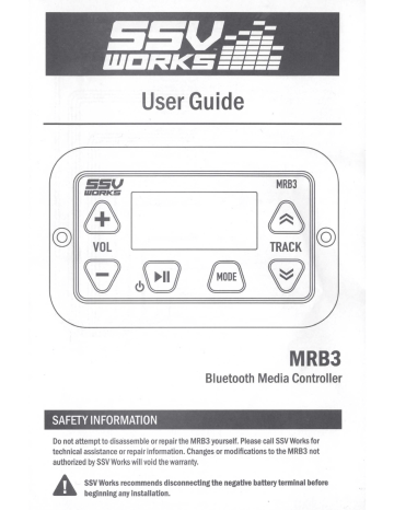 SSV WORKS MRB3 Bluetooth Media Controller User Guide | Manualzz