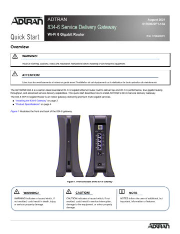 ADTRAN SDG-834-6 Service Delivery Gateway User Guide | Manualzz