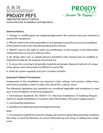 PROJOY Pefs Firefighter Instruction manual | Manualzz