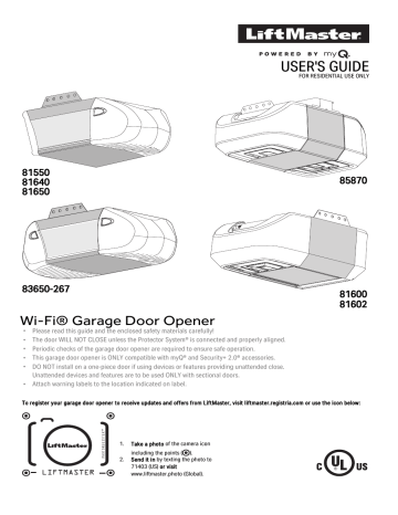 LiftMaster 81550 Wi-Fi Garage Door Opener User Guide | Manualzz
