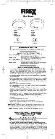 Firex KF10 Mains Powered Ionisation Smoke Alarm User Guide | Manualzz