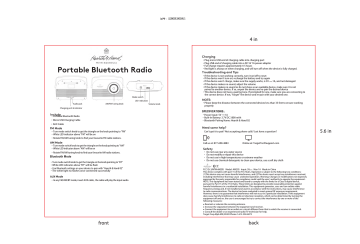 Hearth Hand Portable Bluetooth Radio User Manual | Manualzz