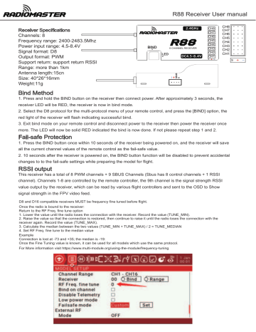 Radiomaster R88 8 Channel Receiver User Manual | Manualzz