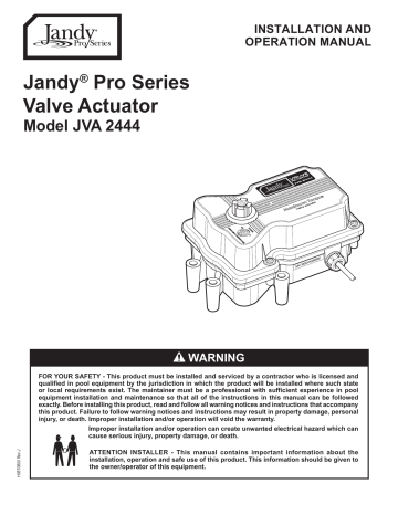 Jandy JVA 2444 Pro Series Valve Actuator Installation Guide | Manualzz