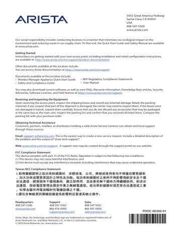 ARISTA C200 Access Point User Guide | Manualzz