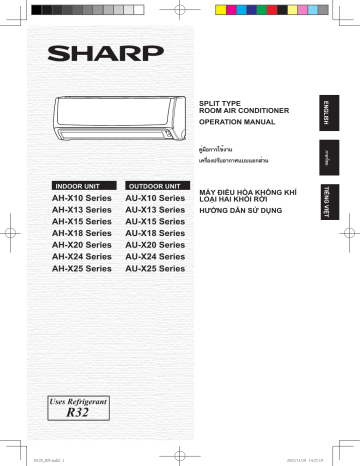 Sharp AH-X13ZB Split Type Room Air Conditioner User Manual | Manualzz