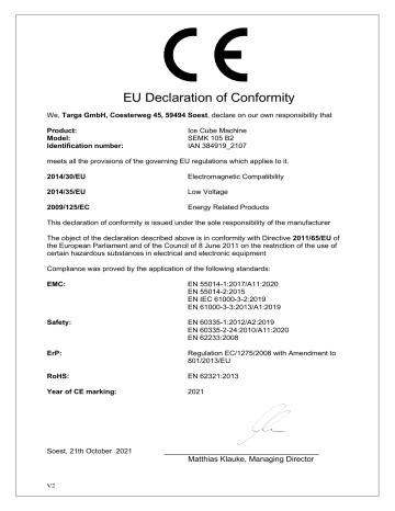 SILVERCREST SEM 105 B2 Ice Maker Instruction manual | Manualzz