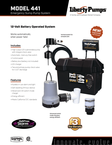 Liberty Pumps 441 Emergency Sump Pump System User Manual | Manualzz