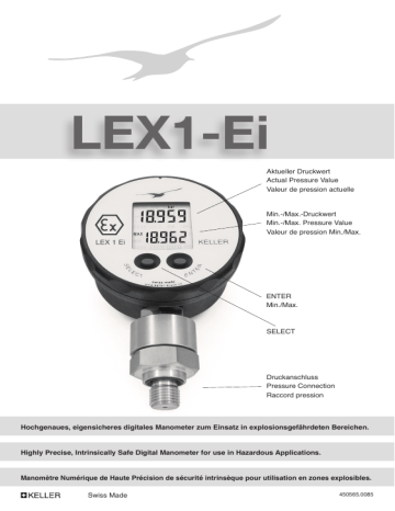 KELLER LEX1-Ei Highly Precise Intrinsically Safe Digital Manometer User ...