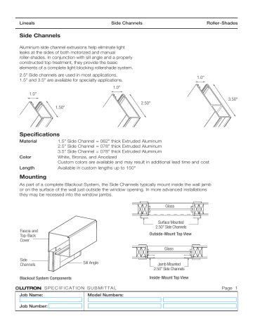 Lutron Aluminum side channel Instruction manual | Manualzz