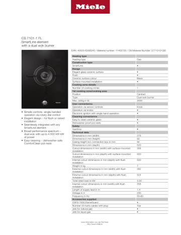 Miele CS7101-1 FL Gas Cooktop User Manual | Manualzz