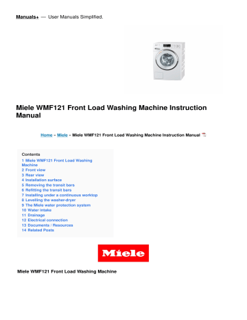 Miele WMF121 Front Load Washing Machine Instruction manual | Manualzz