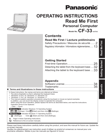 Panasonic CF-33 Series Personal Computer Instruction manual | Manualzz