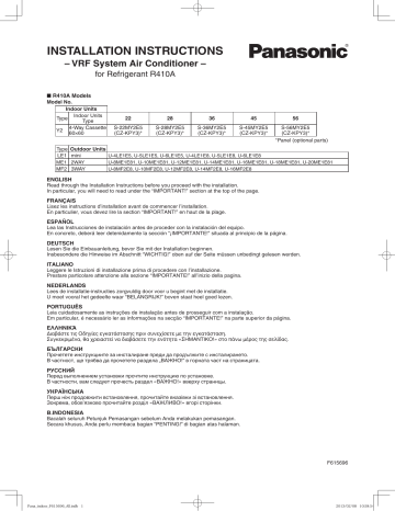 Panasonic R410A VRF System Air Conditioner instruction manual | Manualzz