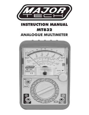 MAJOR TECH MT832 Analogue Multimeter Instruction manual | Manualzz