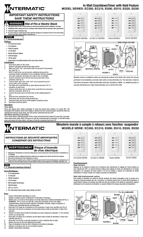 Intermatic EC200 In-Wall CountdownTimer Instruction manual | Manualzz