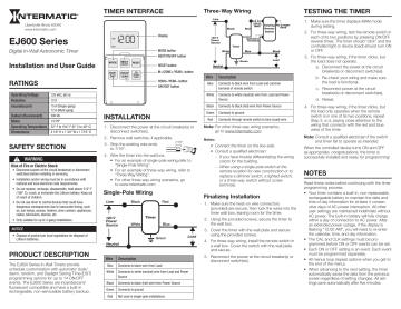Intermatic EJ600 Series Digital In-Wall Astronomic Timer User Guide ...