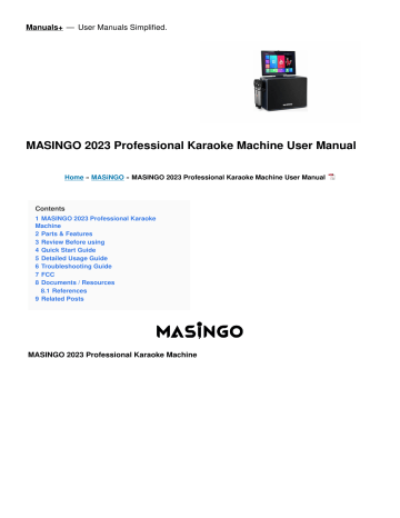 MASiNGO 2023 Professional Karaoke Machine User Manual | Manualzz