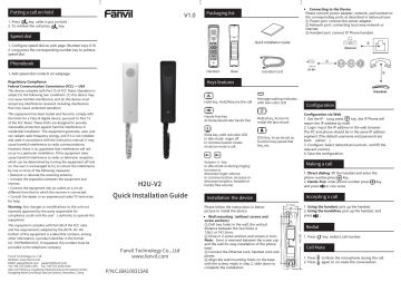 Fanvil H2U-V2 10SIP Dial Keys Hotel Phone Installation Guide | Manualzz