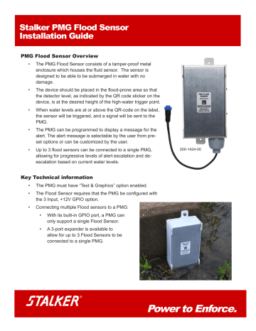 STALKER 200-1424-00 PMG Flood Sensor Installation Guide | Manualzz