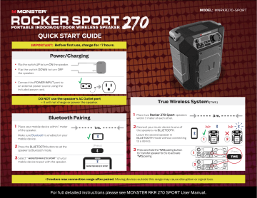 Monster Rocker Sport 270 Outdoor Wireless Speaker User Guide | Manualzz