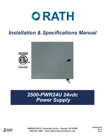 RATH 2500-PWR24U 24vdc Power Supply Installation Guide | Manualzz