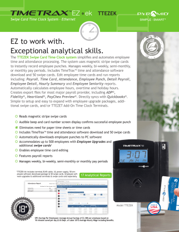 TIMETRAX EZ Swipe Card Time Clock System User Guide | Manualzz