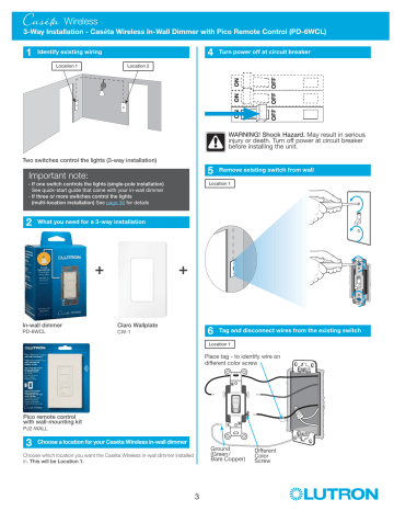 Lutron PD-6WCL Caseta Wireless In-Wall Dimmer Quick Start Guide | Manualzz