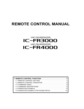 ICOM IC-FR3000 VHF FM Repeater User Manual | Manualzz
