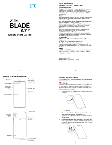 ZTE Z6252CA Blade A7P Smartphone User Guide | Manualzz
