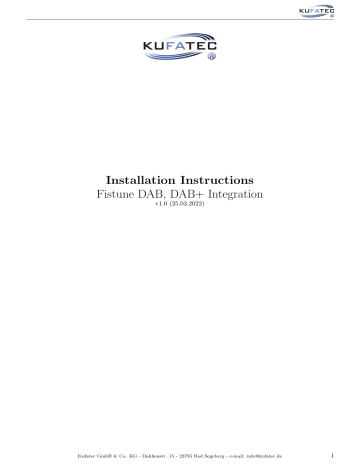 KUFATEC Fistune DAB-DAB Integration Instruction manual | Manualzz