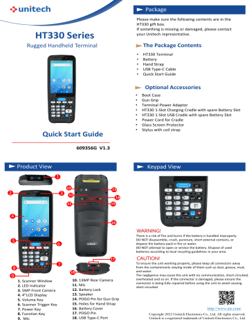 unitech HT330 Series Rugged Handheld Terminal User Guide | Manualzz